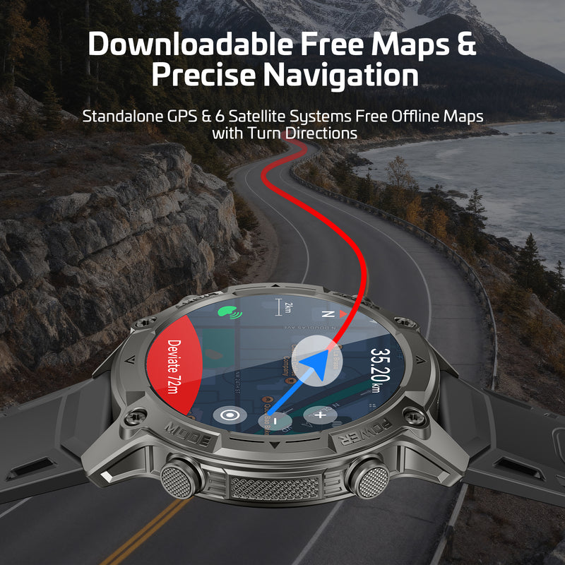 2026 AI Smart Watch with Standalone GPS & Offline Maps, 5ATM Waterproo