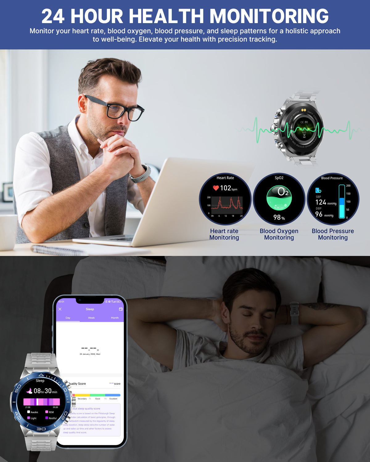 H33 Men's Smart Watch (Answer/Make Calls),107 Sports Modes, Sleep Hear