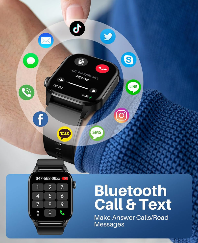 T98 Smart Watch for Men Women, Infrared True Blood Oxygen Monitor, 2.0