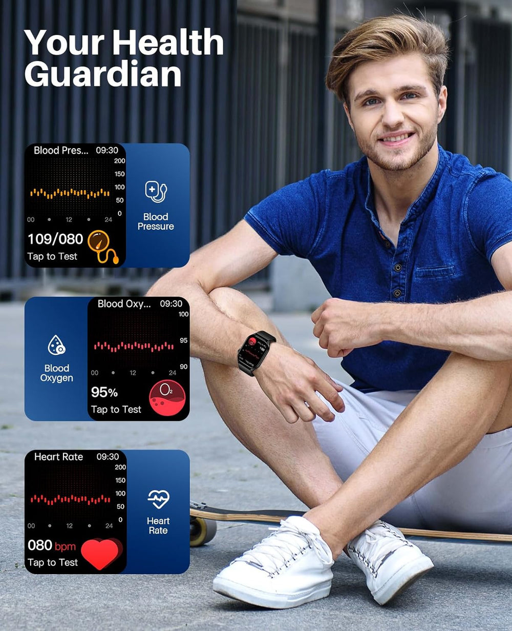 T98 Smart Watch for Men Women, Infrared True Blood Oxygen Monitor, 2.0